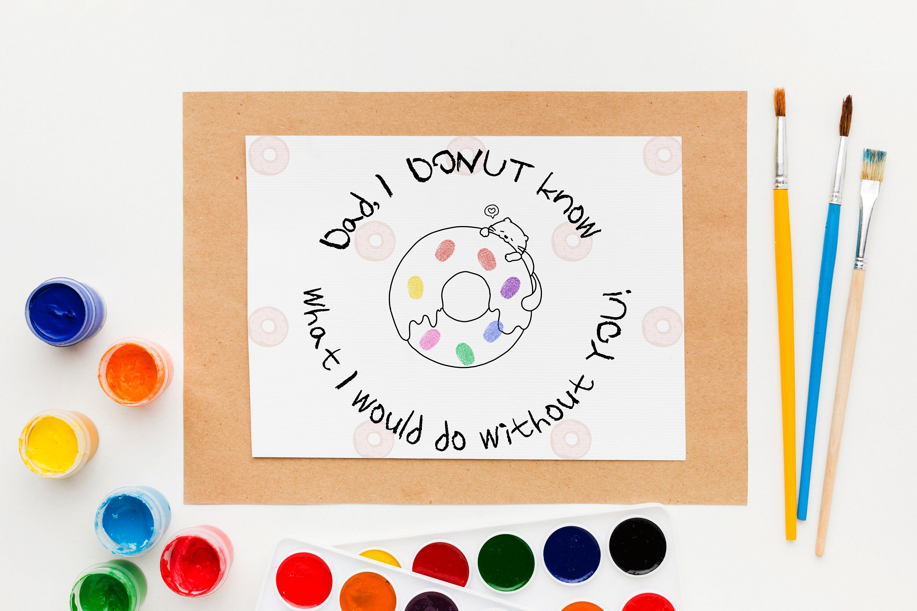 Donut Fathers Day Handprint Keepsake, Prantable Gift for Dad, Instant ...