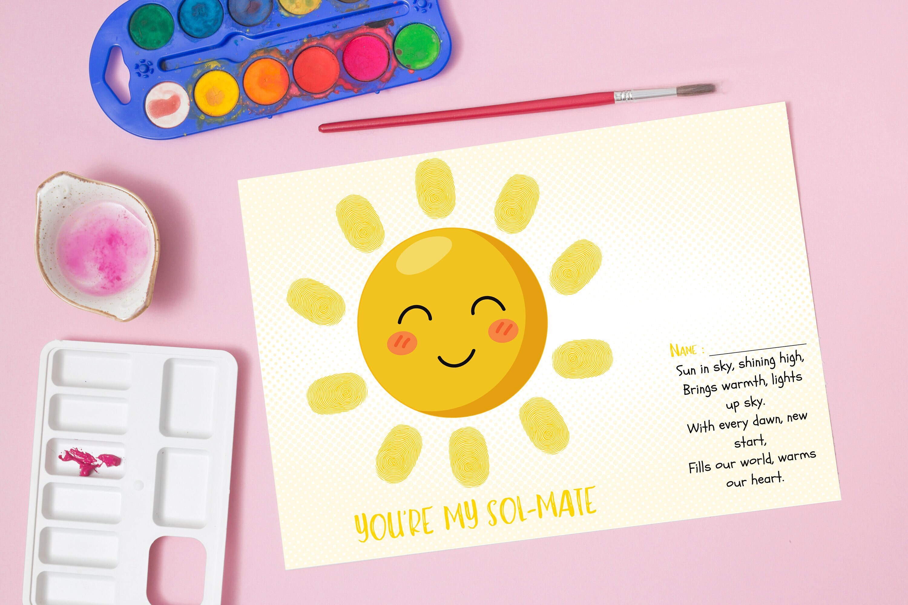 Sun Digital Handprint, Child Handprint Gift, Mothers Day Art, Teacher ...