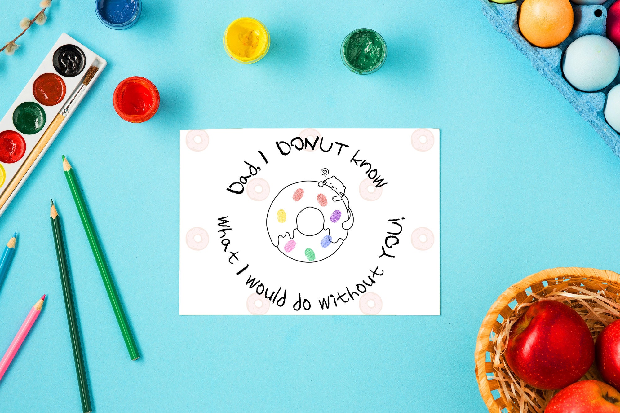 Donut Fathers Day Handprint Keepsake, Prantable Gift for Dad, Instant ...