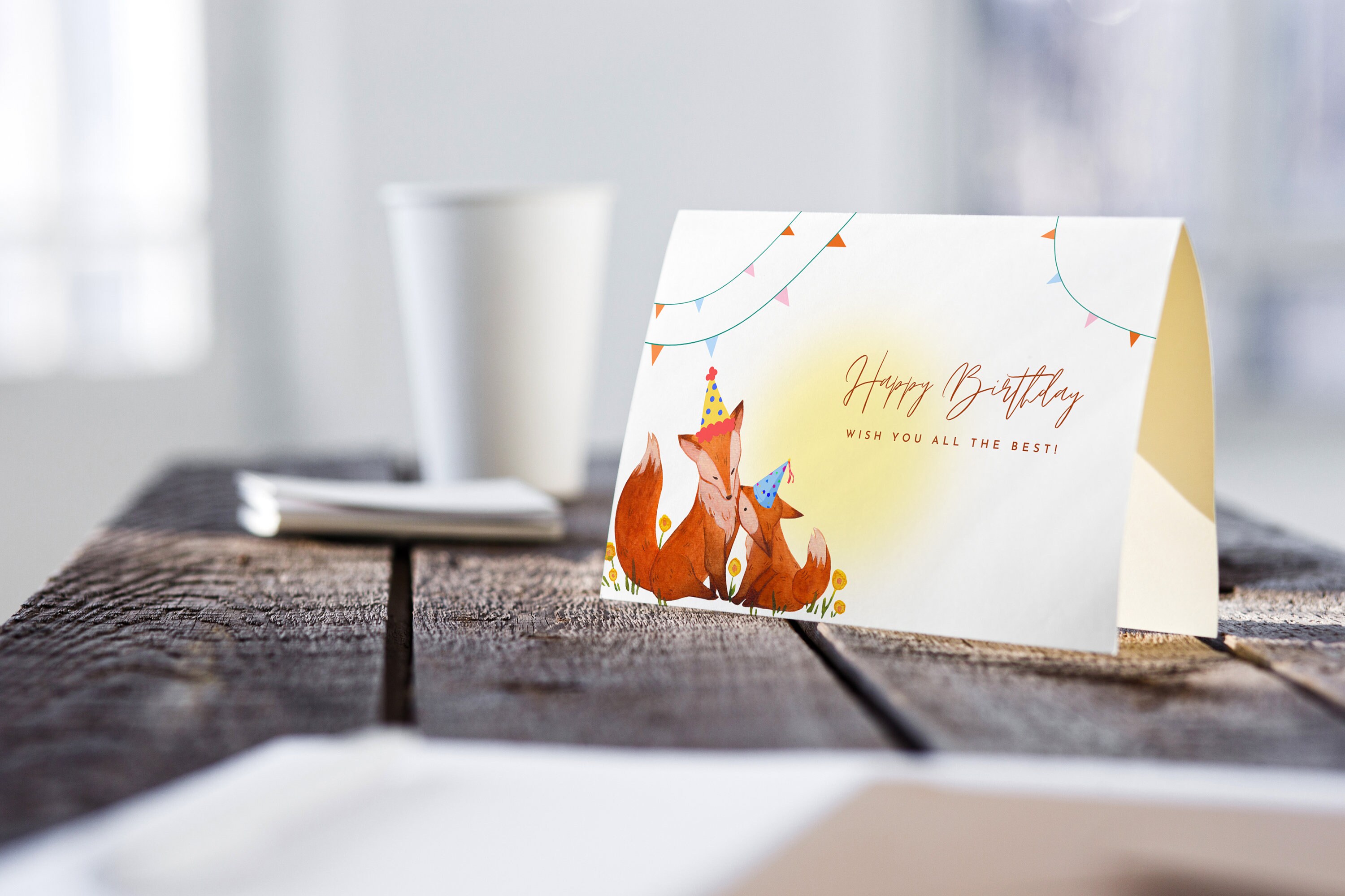 Happy Birthday Printable Card, Cute Fox Birthday Card, Folded ...