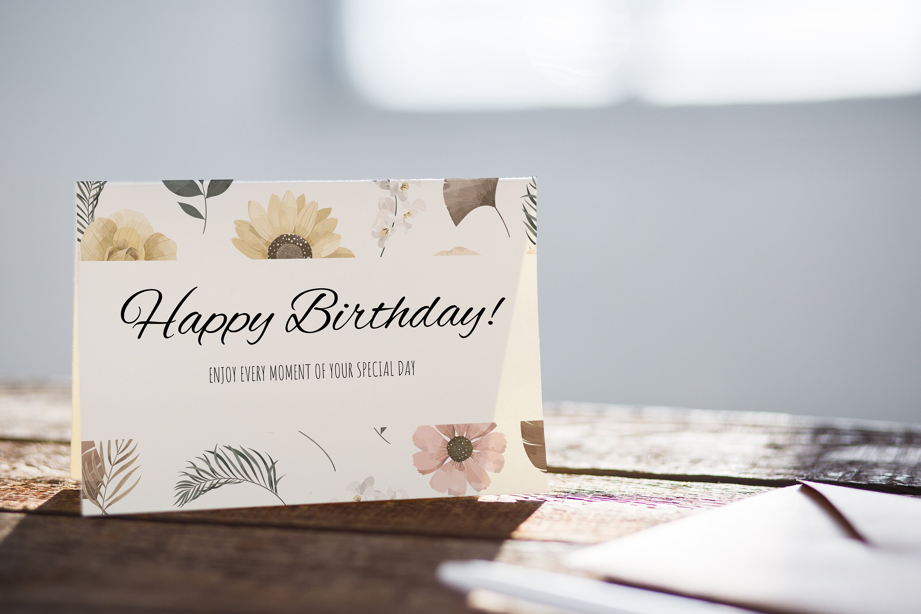 Boho Birthday Card, Happy Birthday Folded Card, Printable Card, Instant ...