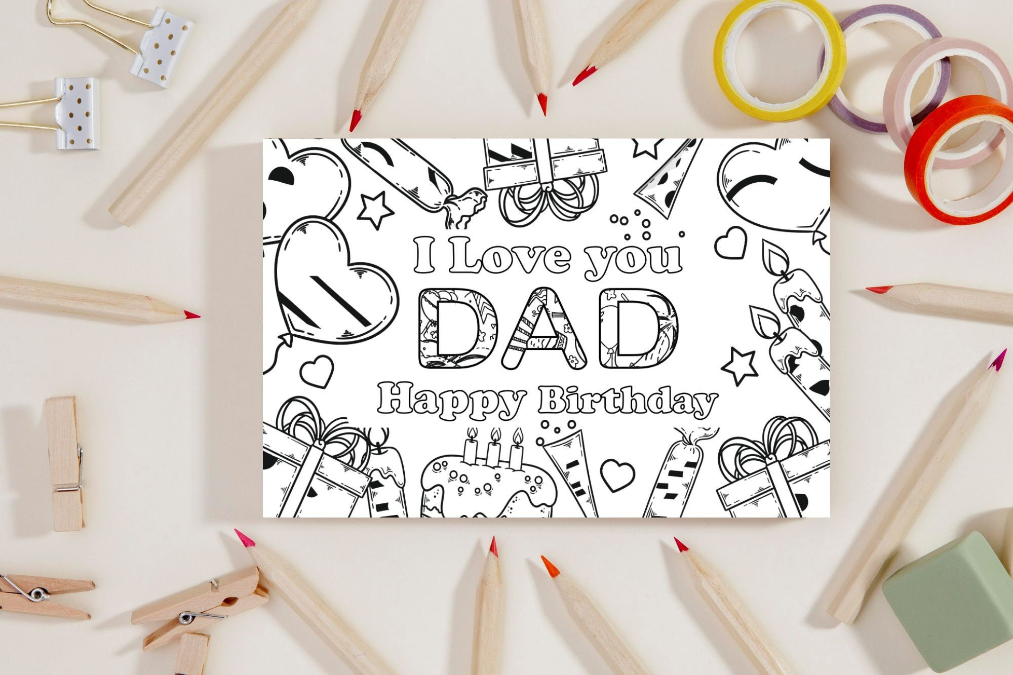 Dad Birthday Card, Downloadable Card, Happy Birthday Png, Card From ...
