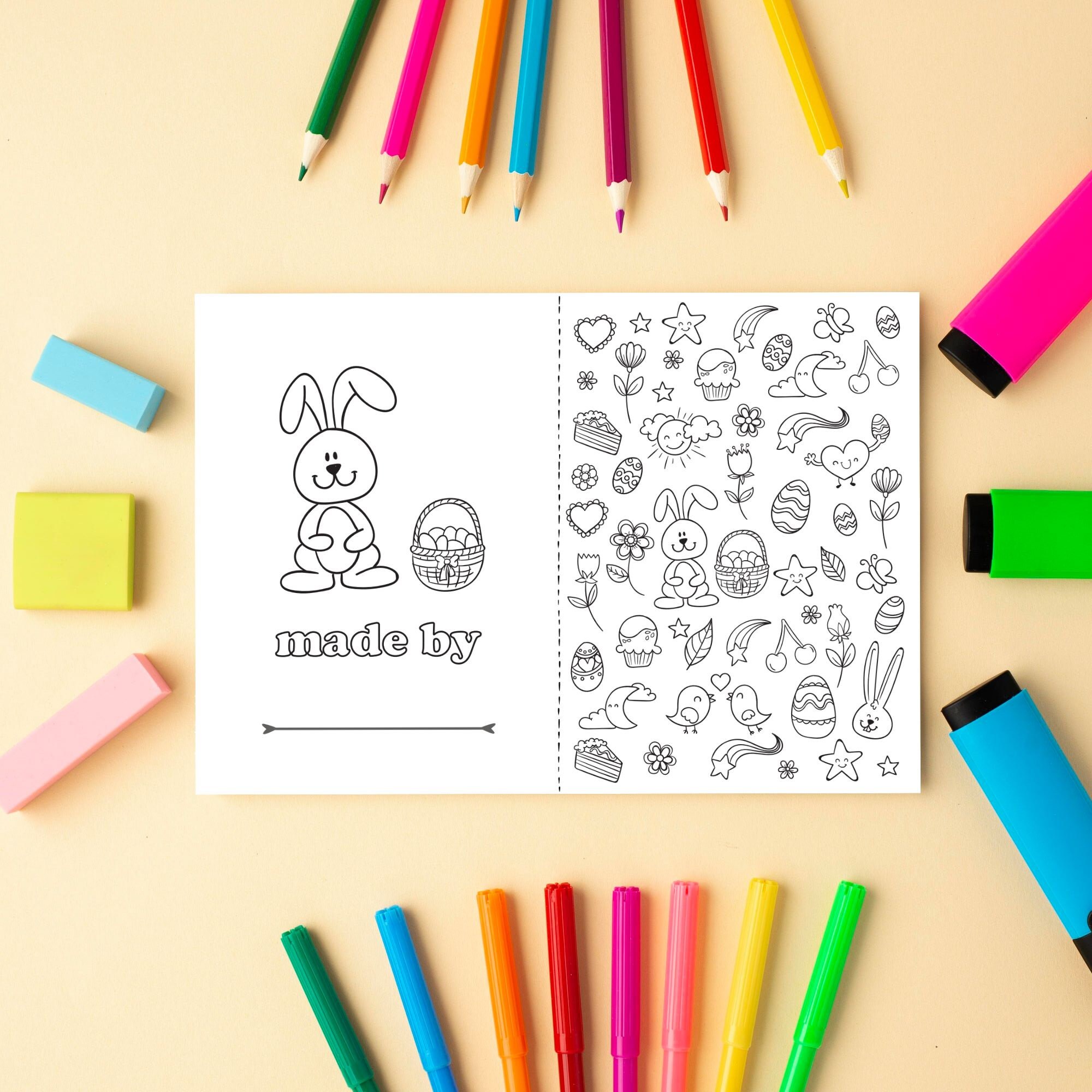 Easter Printable Coloring Card, Made by Downloadable Card, Happy Easter ...