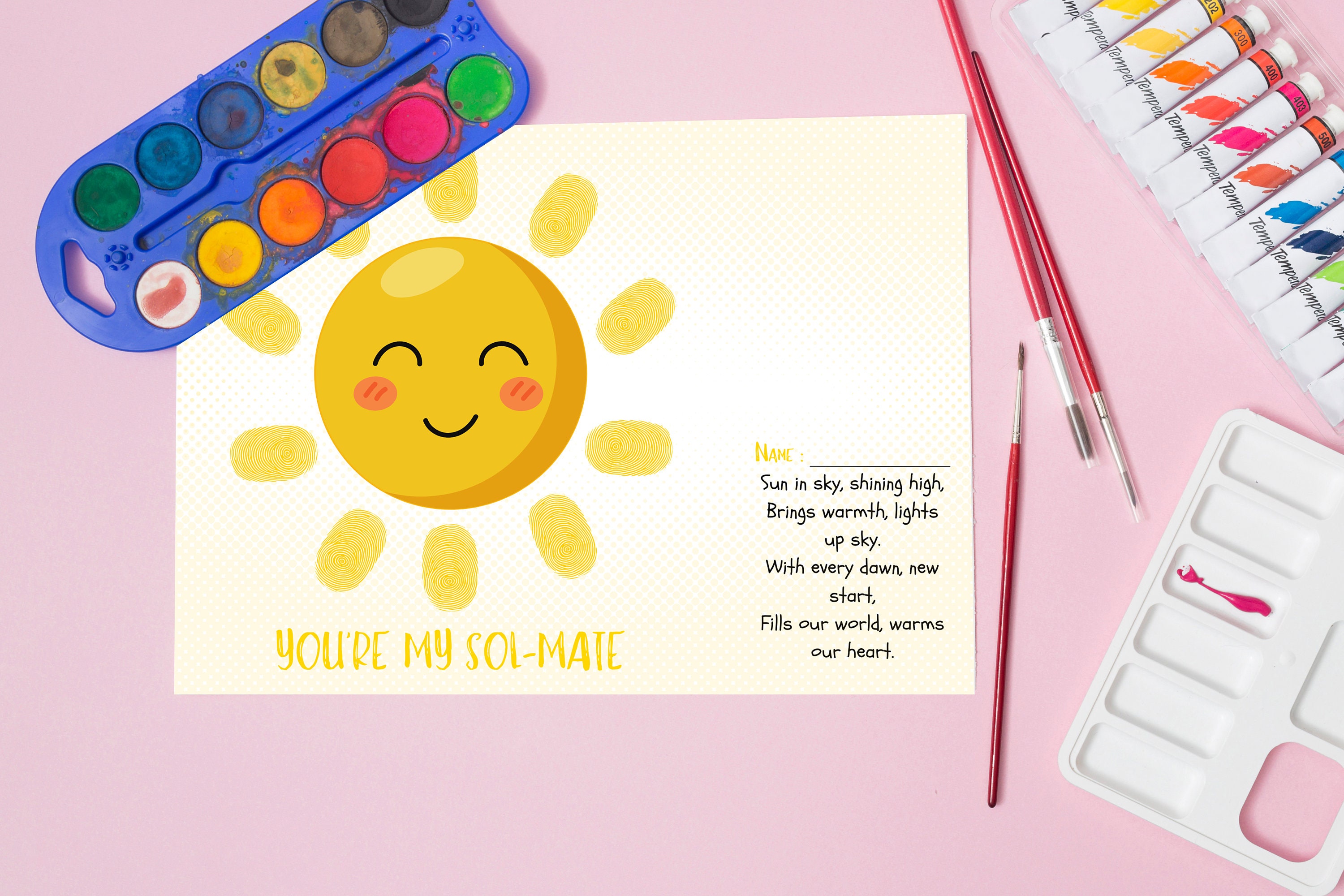 Sun Digital Handprint, Child Handprint Gift, Mothers Day Art, Teacher ...