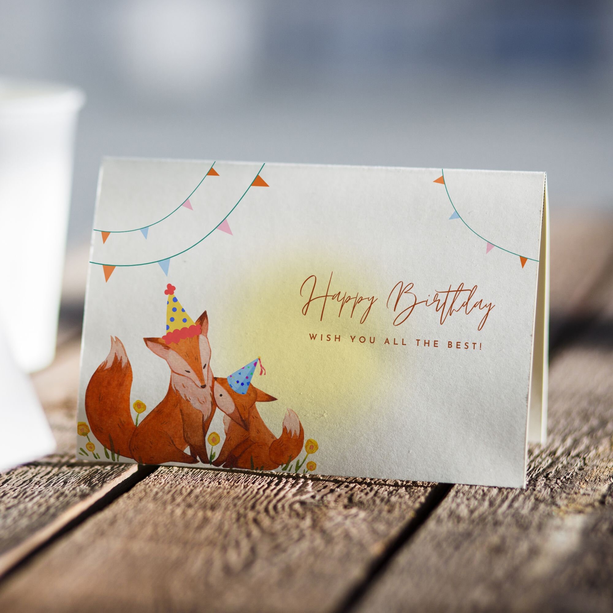 Folded Birthday Card, Digital Printable Handmade Card, Downloadable ...