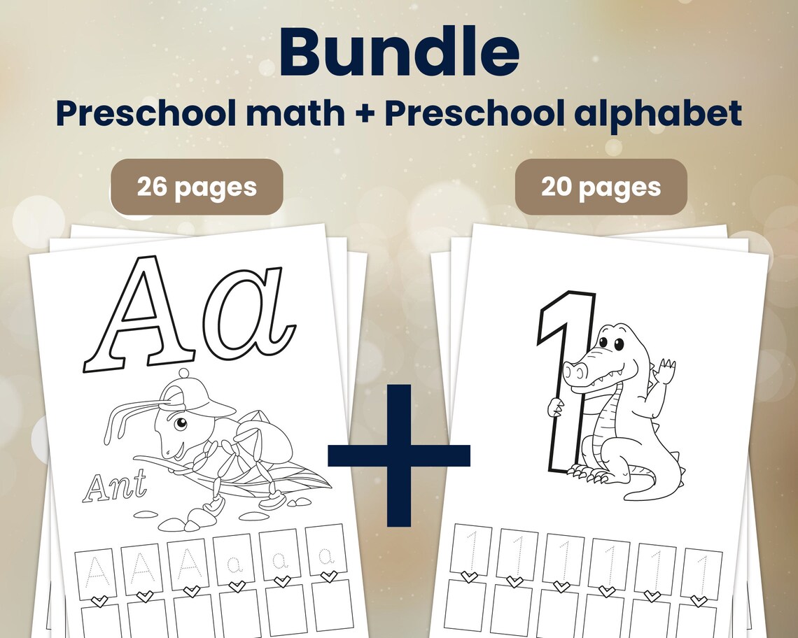 Bundle Preschool Math Preschool Alphabet Coloring Pages - Etsy