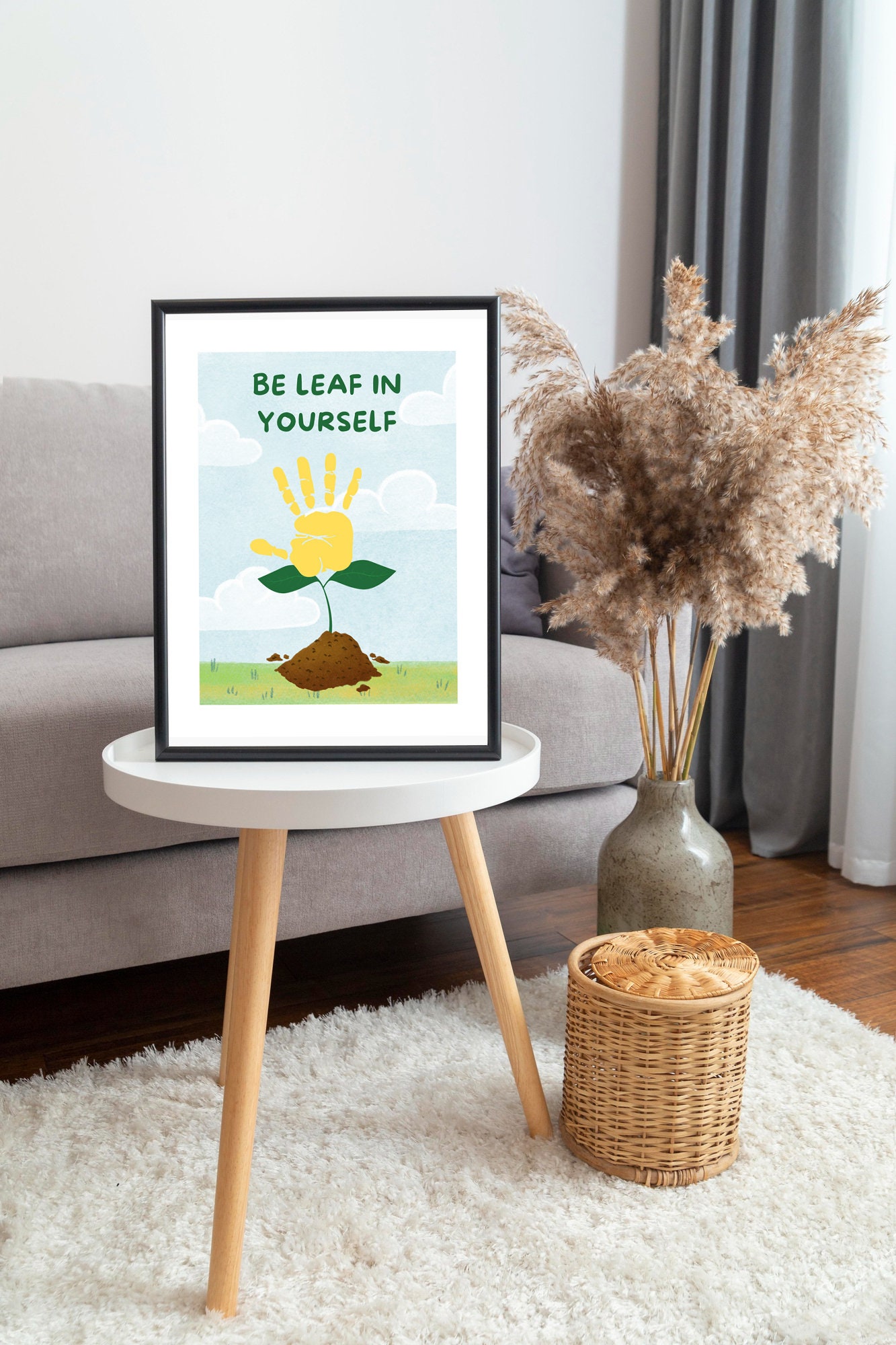 Be Leaf in Yourself Handprint Kids Craft, Plant Lovers Digital Wall Art ...