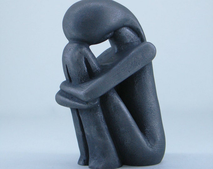 Woman Hugging Her Feet in Cycladic Art 12cm Black - Etsy