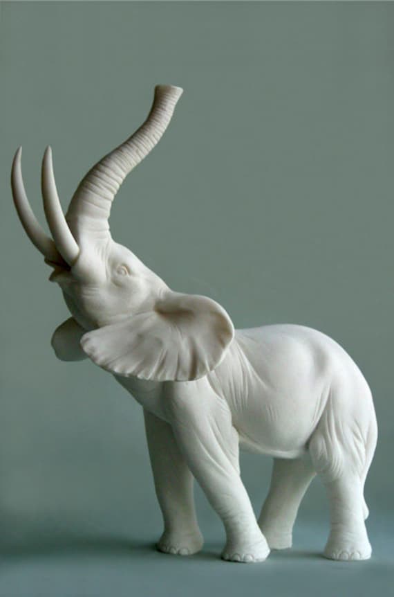 Elephant Statue Made of Alabaster 40cm White | Etsy Canada