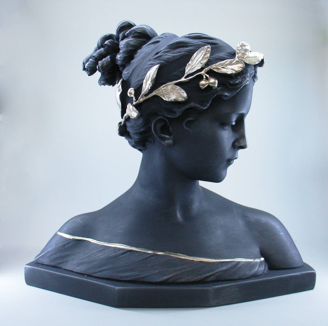 Greek Bust Statue of Teenager With Wreath of Olive Leaves Made of ...
