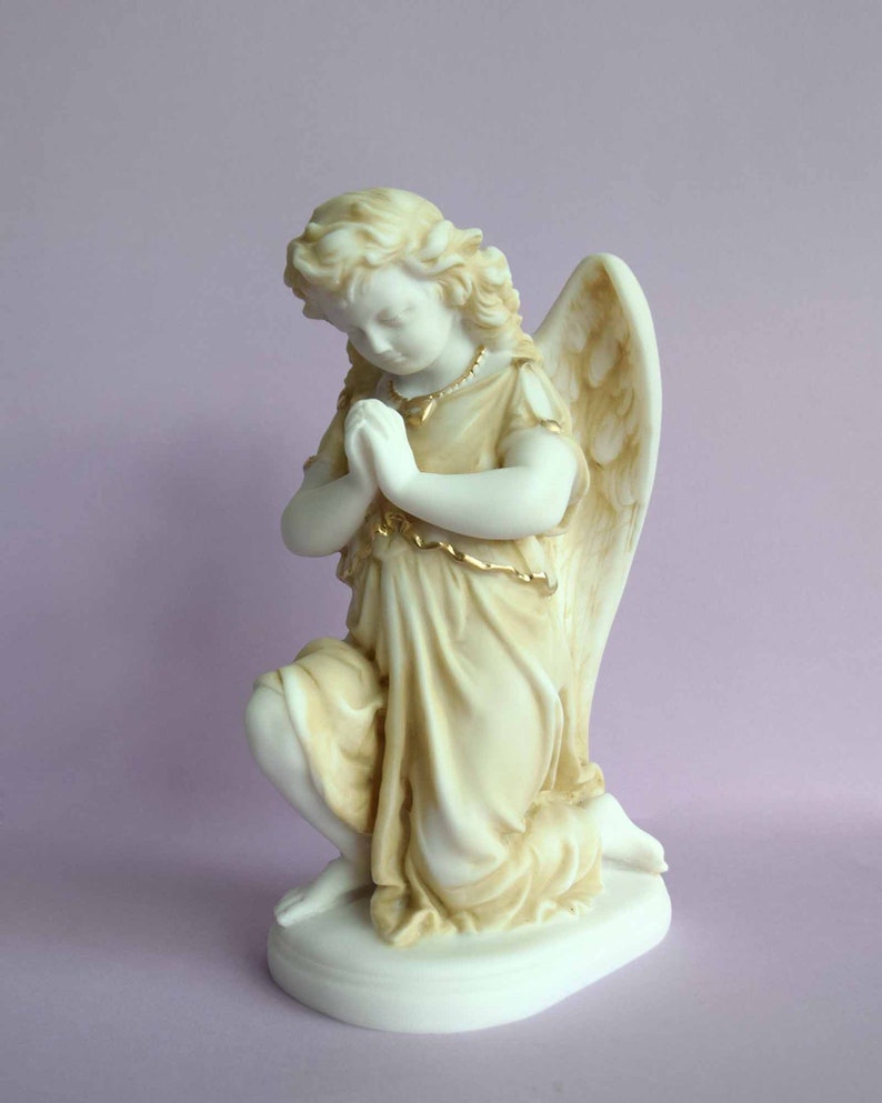 Angel Praying on Its Knee Made of Alabaster 15cm Gold - Etsy