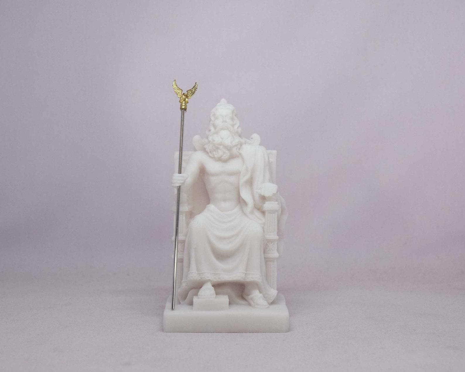 Zeus Sitting on His Throne Statue Olympic God Made of Alabaster 19cm ...