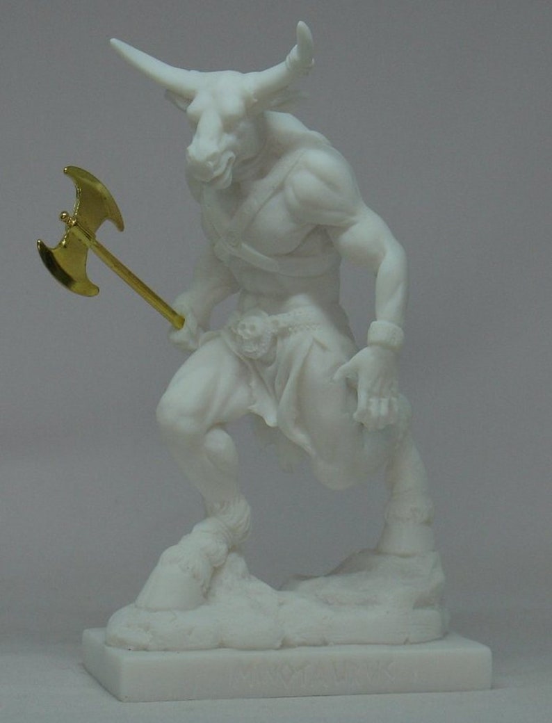 Minotaur Statue Holding a Double-edged Axe 25cm White - Etsy