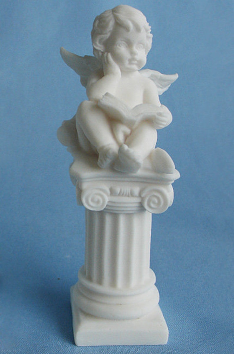 Angel Sitting on Column Statue Made of Alabaster 14cm Gold - Etsy