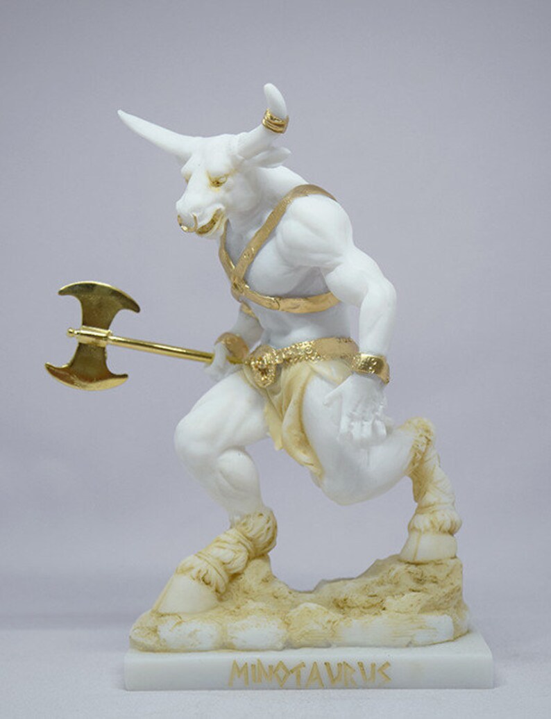 Minotaur Statue Holding a Double-edged Axe 15cm Gold - Etsy