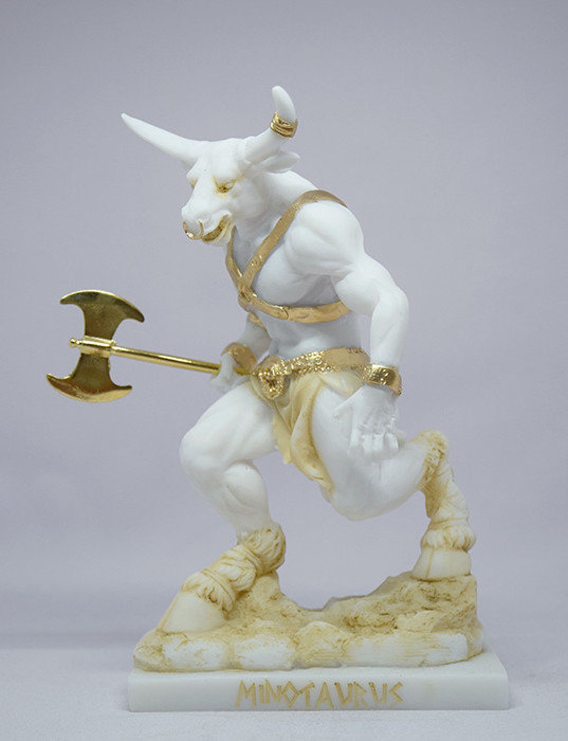 Minotaur Statue Holding a Double-edged Axe 15cm White - Etsy