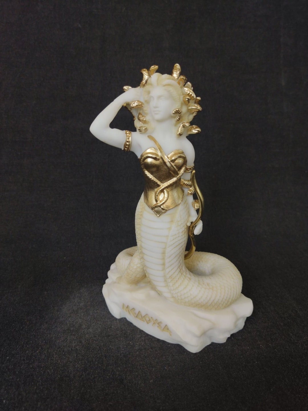 Medusa Monster Statue Made of Alabaster 17cm Gold - Etsy