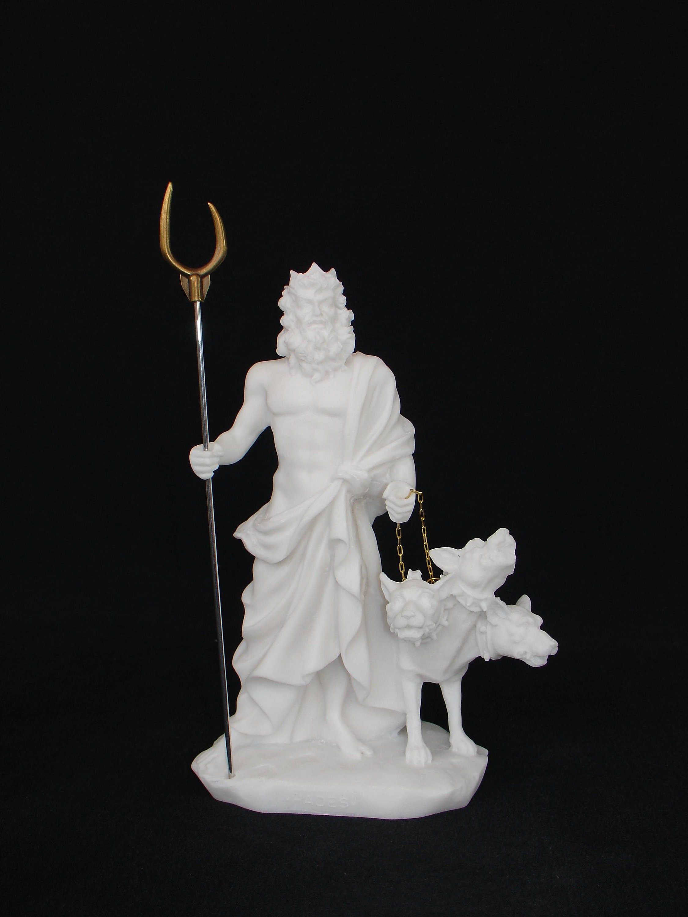 Hades Statue With Cerberus Made of Alabaster 15cm Gold - Etsy