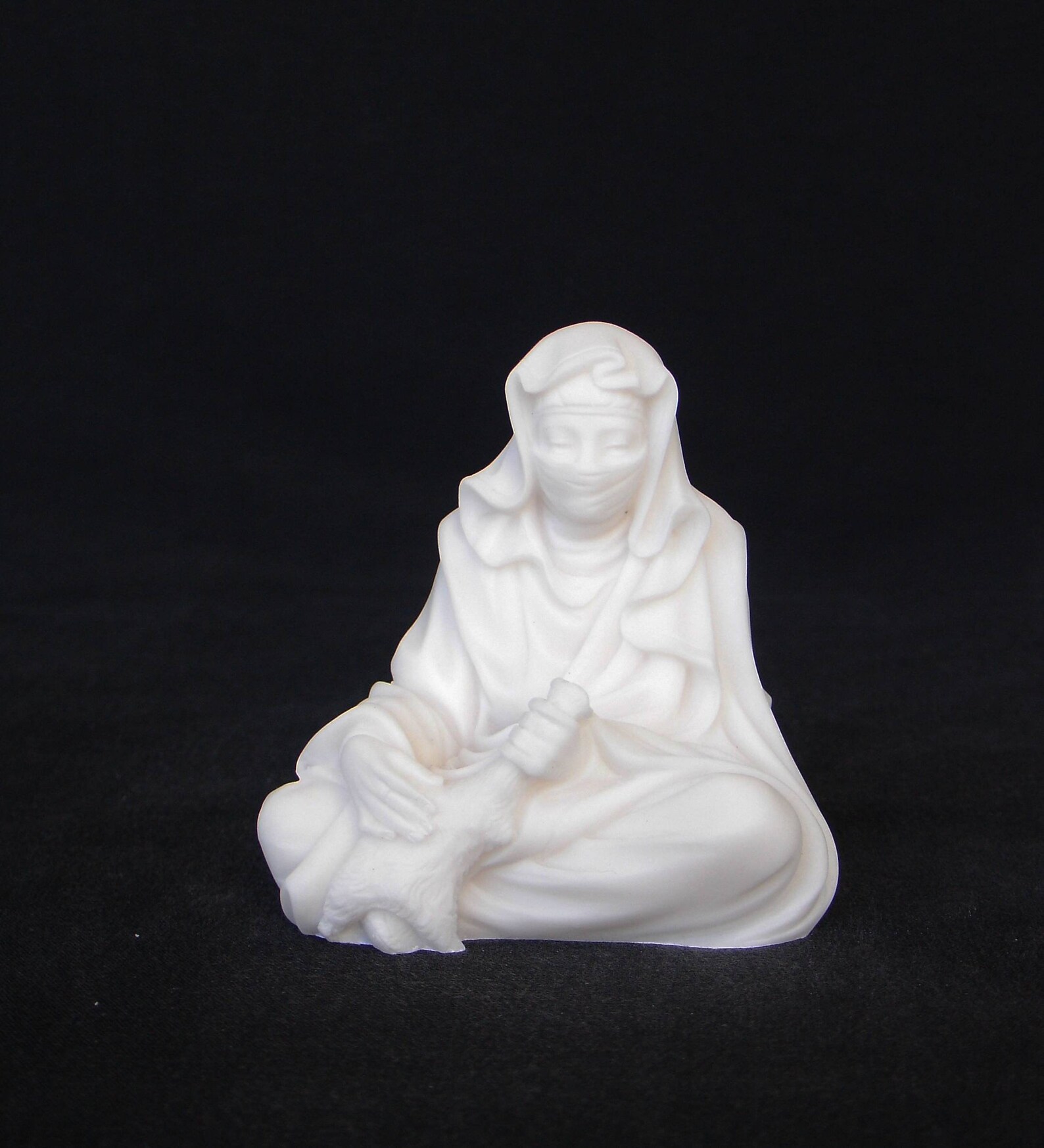 Arab woman statue sitting down holding bag of water 10cm white | Etsy