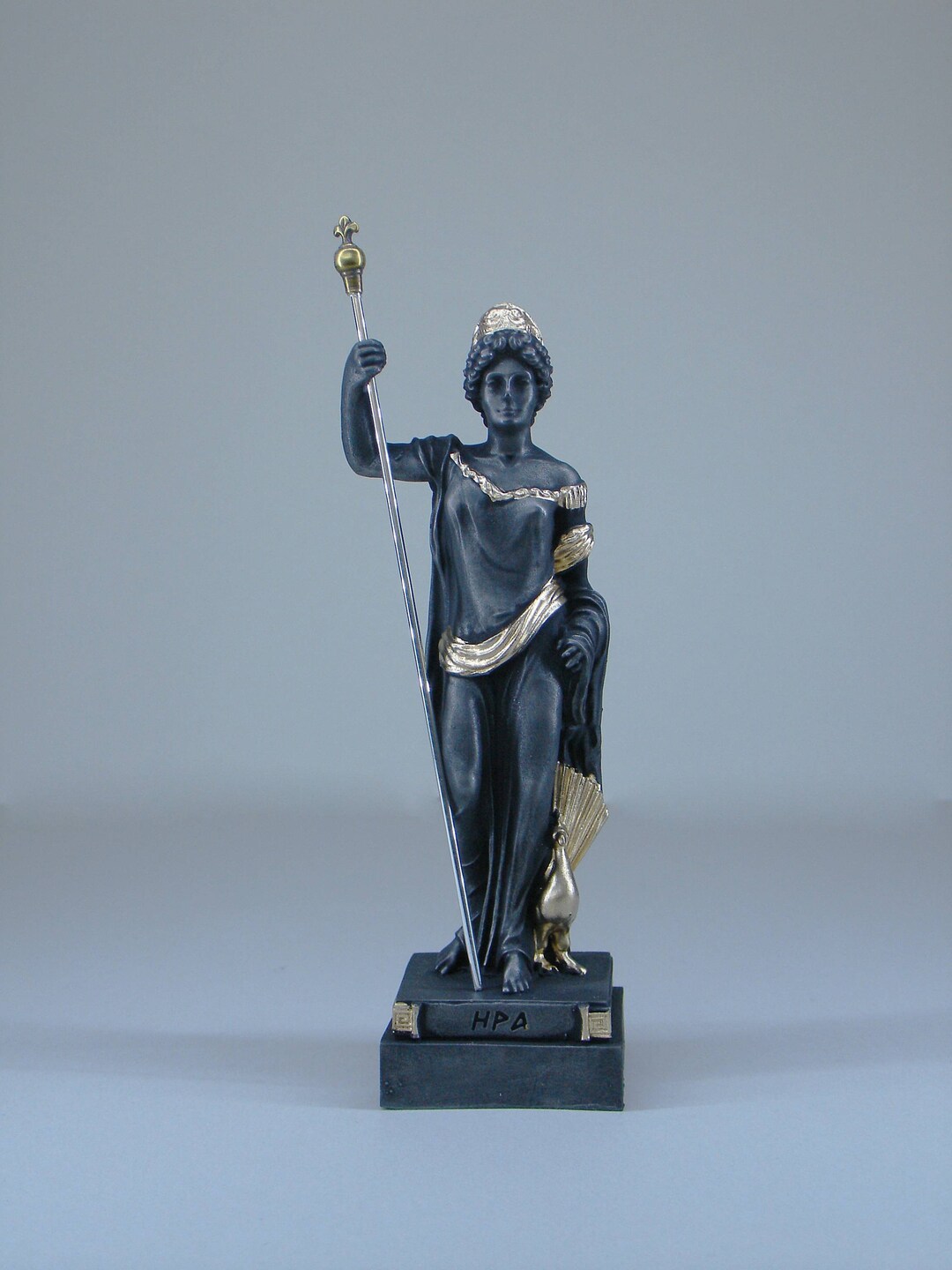 Hera Statue Olympic Goddess Made of Alabaster Gold Black 16cm-18cm - Etsy