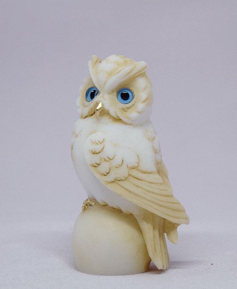 Owl Sitting on a Sphere Statue Made of Alabaster 8cm White - Etsy