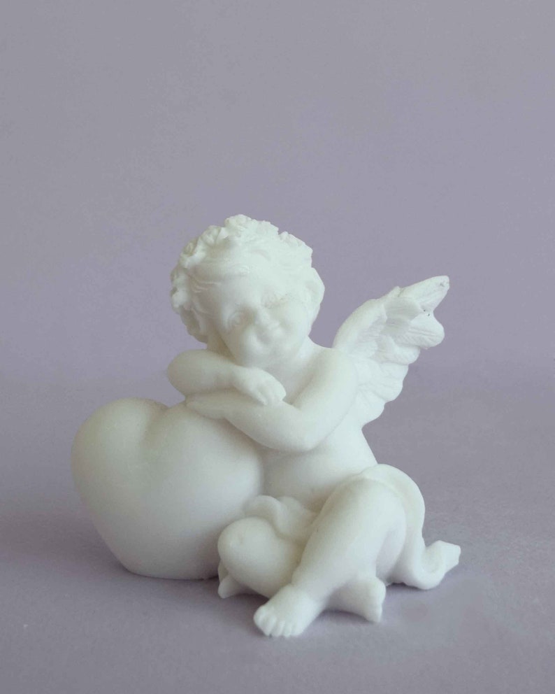 Angel With a Heart Left View Statue Made of Alabaster 8cm - Etsy