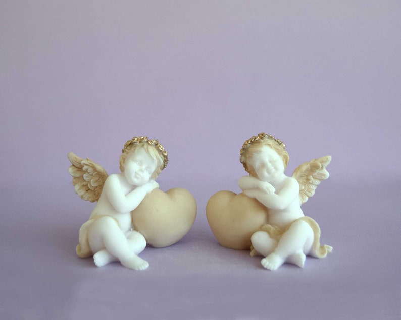 Angel With a Heart Right View Statue Made of Alabaster 8cm - Etsy