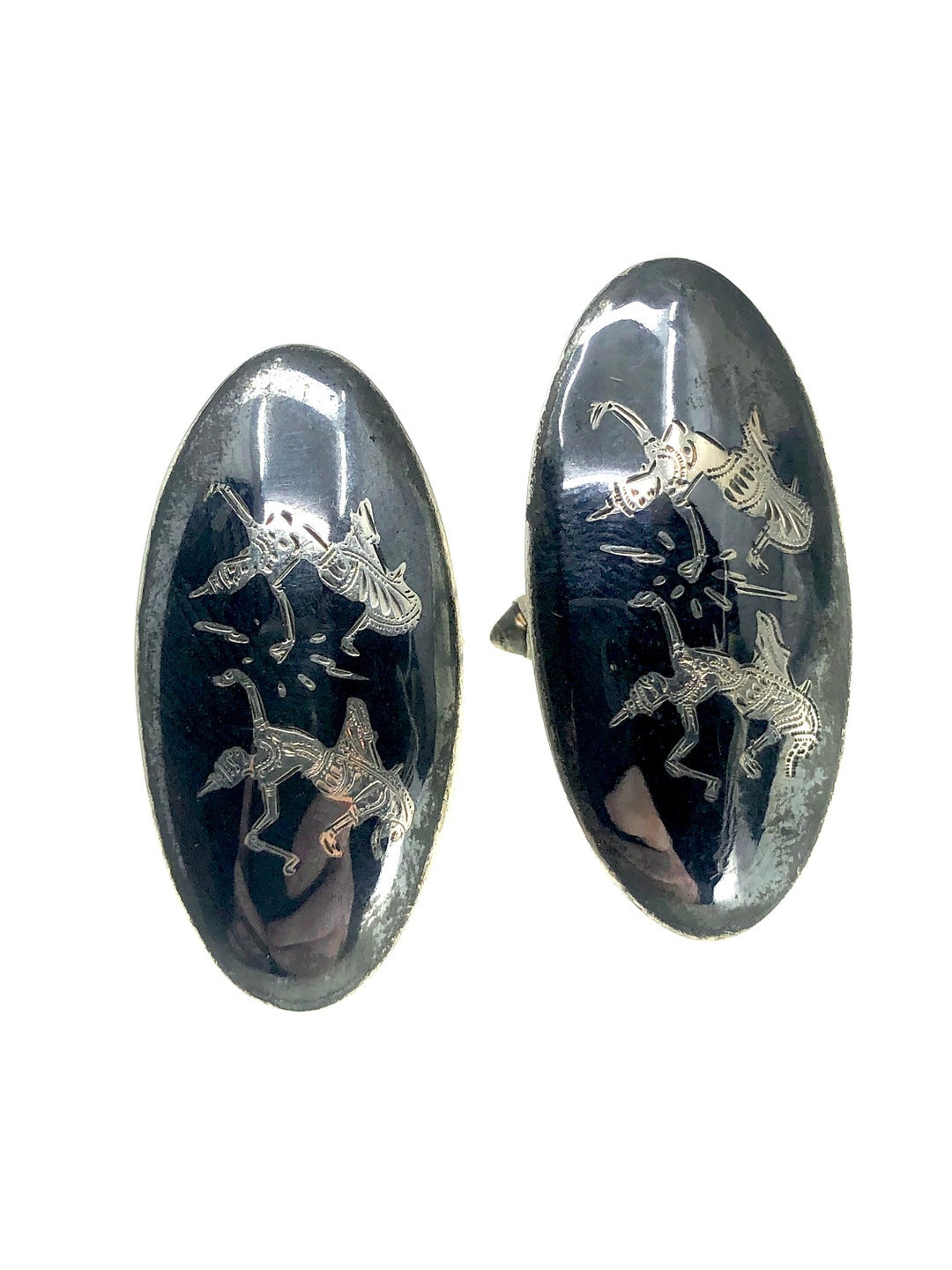 BIG Vintage Siam Statement Cufflinks Sterling Silver & Niello ...