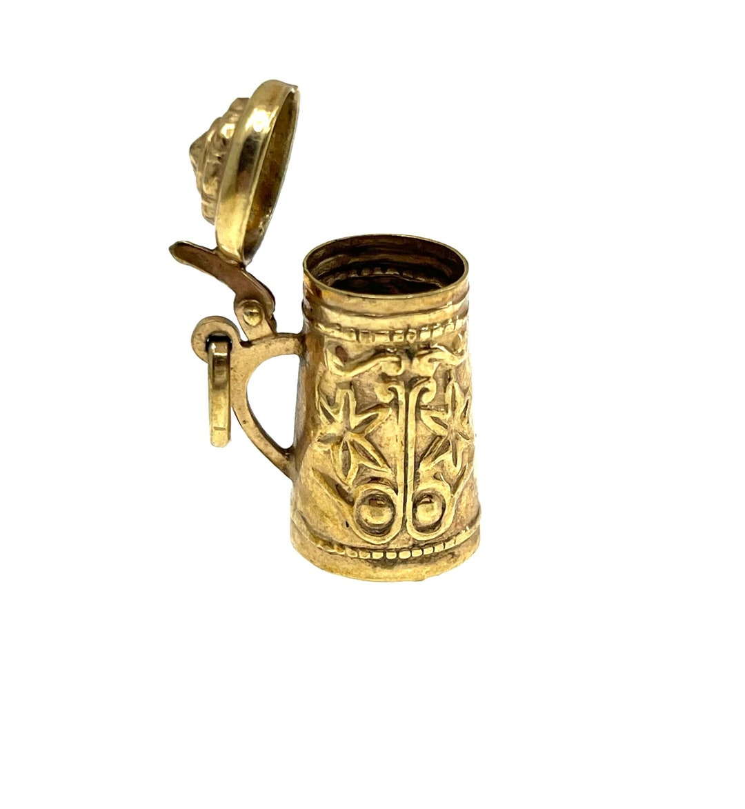 Vintage 8k Gold 3D Beer Stein Tankard Pendant Charm | Solid Gold ...