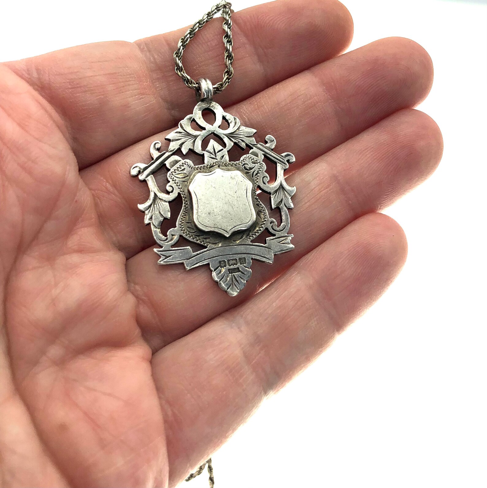 Antique Victorian Sterling Silver & Rose Gold Shield Medal - Etsy