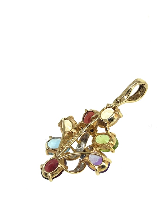 14K Gold Multi Gemstone & Diamond Enhancer Pendant | … - Gem