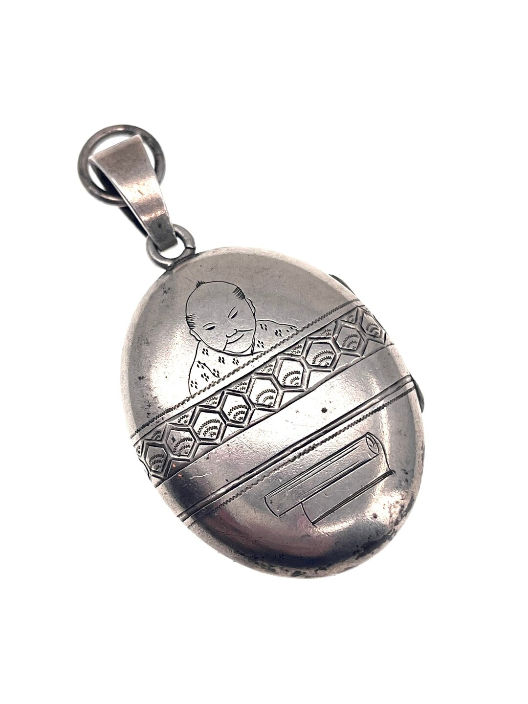 Large Antique Fine Silver Keepsake Locket W Japanese Man & - Etsy