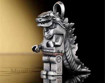 Silver Godzilla Pendant - Etsy