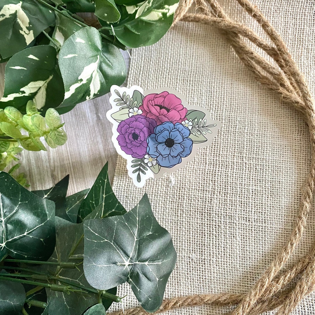 Bisexual Floral Clear Sticker 2.8x3in Flower Sticker Waterproof ...