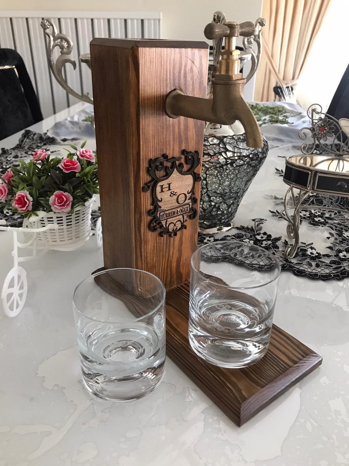 Alcohol Dispenser Handmade Wood Alcohol Dispenser Whiskey - Etsy