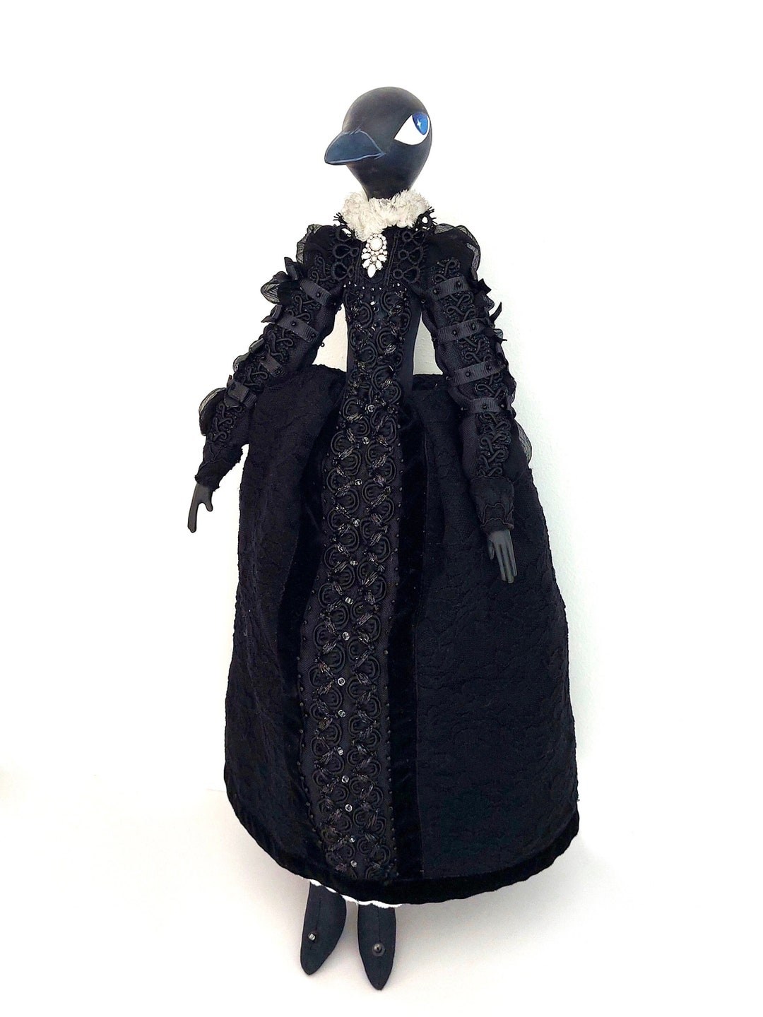 Raven Furry Ooak Art Doll Halloween Handmade Medieval Dress 40 Cm 17 In ...