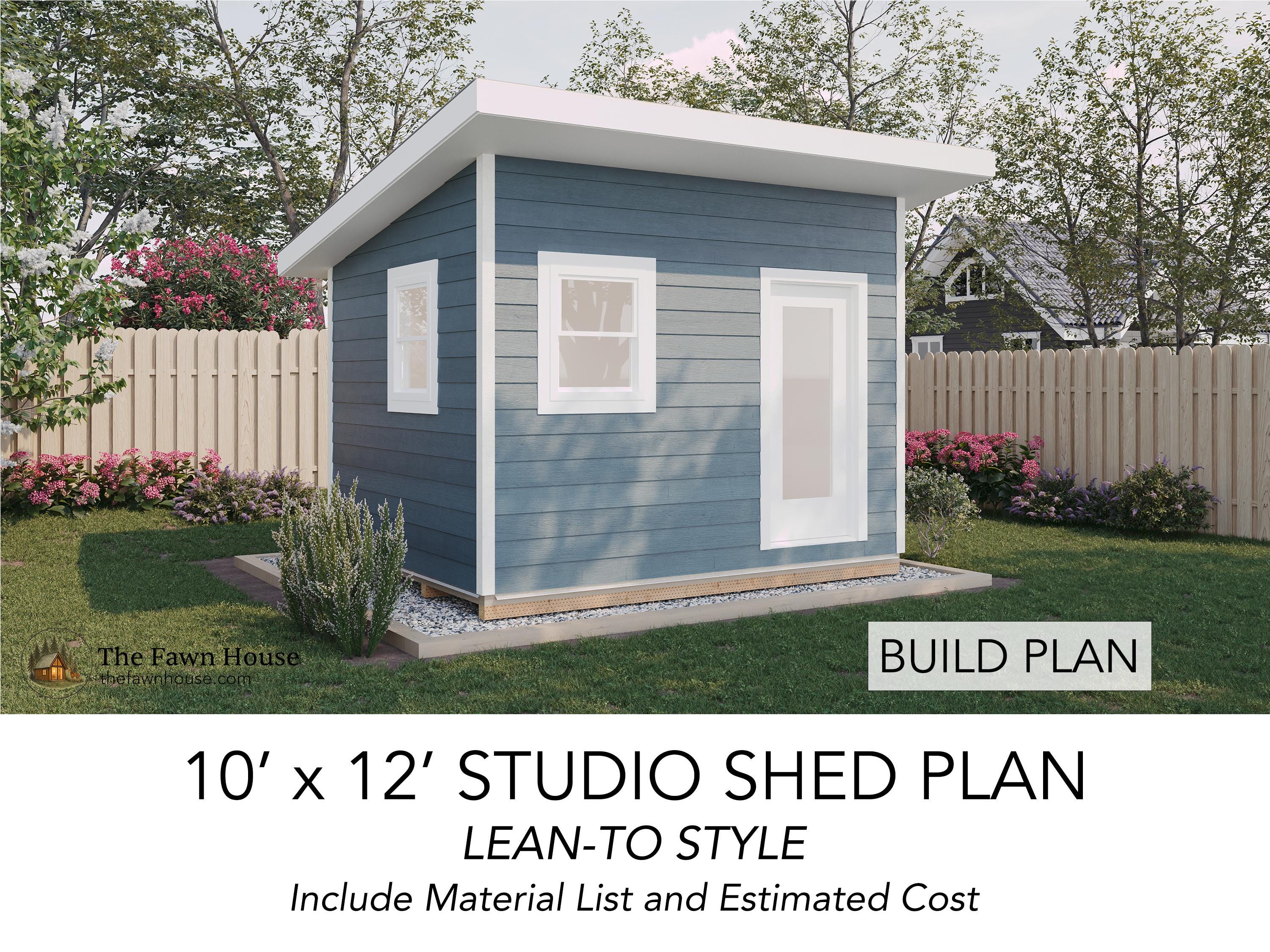 10x12 Backyard Studio Shed and Build Instruction, Lean to Roof Shed ...