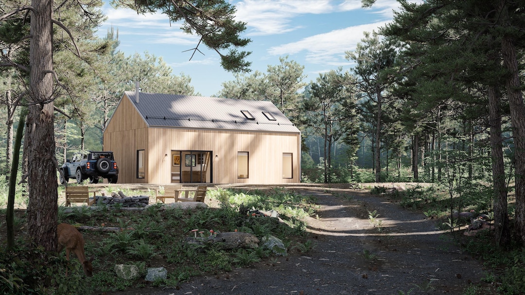24x38 Modern Cabin House, Tiny House, Architectural Plans, Technical ...