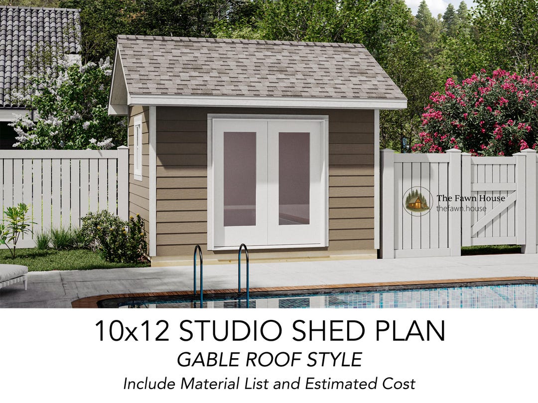 10x12 Studio Shed Plan With Gable Roof: DIY Woodworking Instructions - Etsy