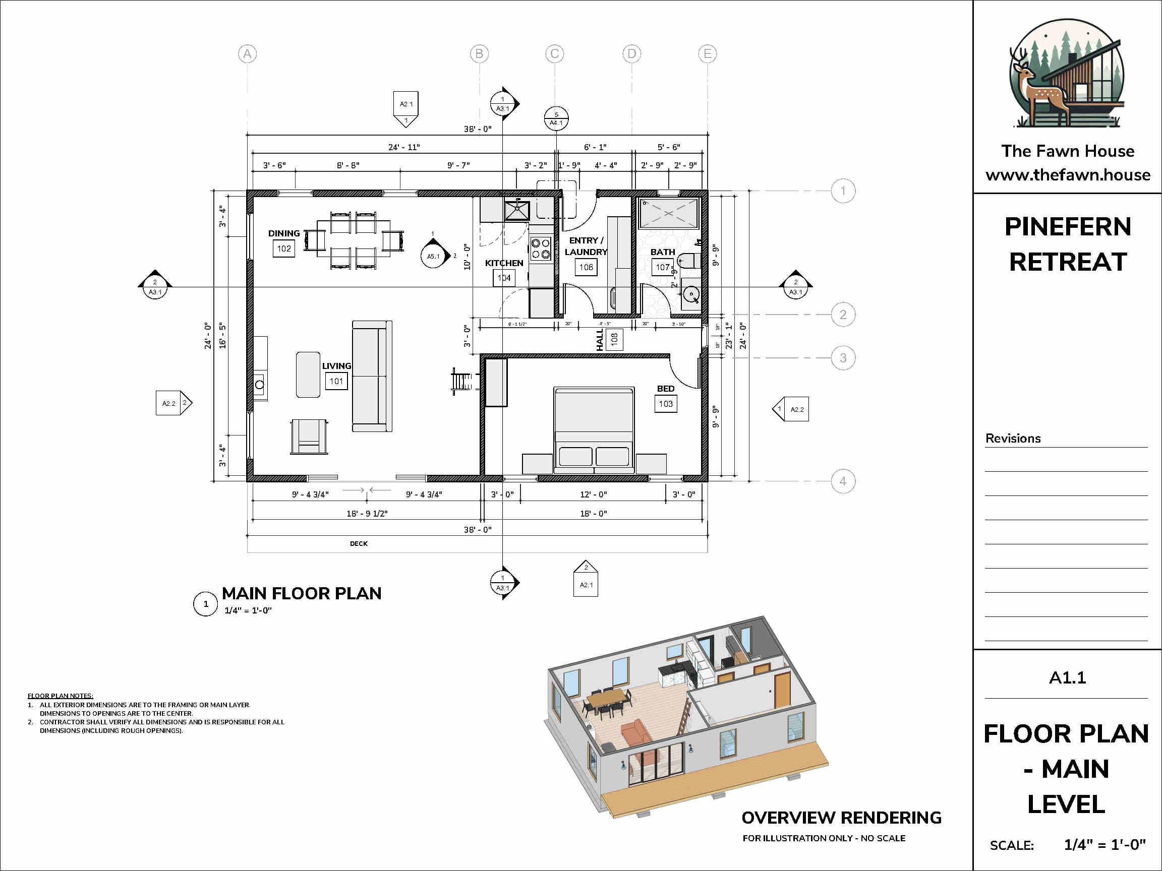 24x38 Modern Cabin House, Tiny House, Architectural Plans, Technical ...