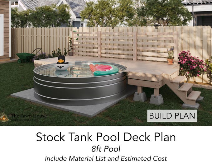 Stock Tank Pool / Cowboy Pool Deck Building Plans & Sketchup 3D Model ...