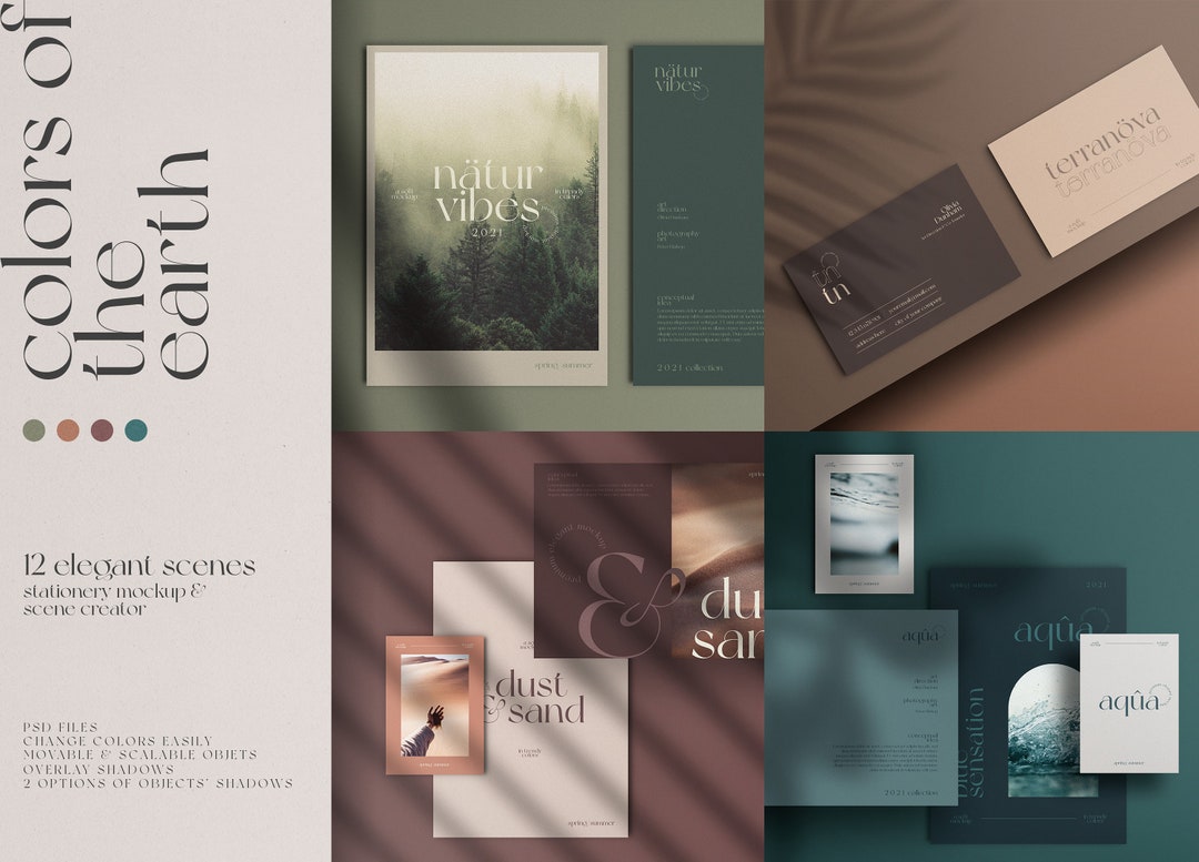 Colors of the Earth Stationery Mockup & Scene Creator With Brochures ...