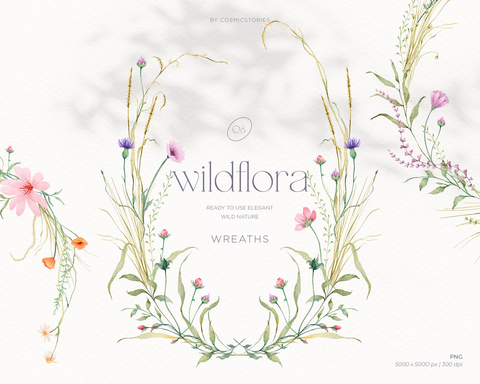 Wildflowers Clipart, Watercolor Floral Frame, Watercolor Clipart ...
