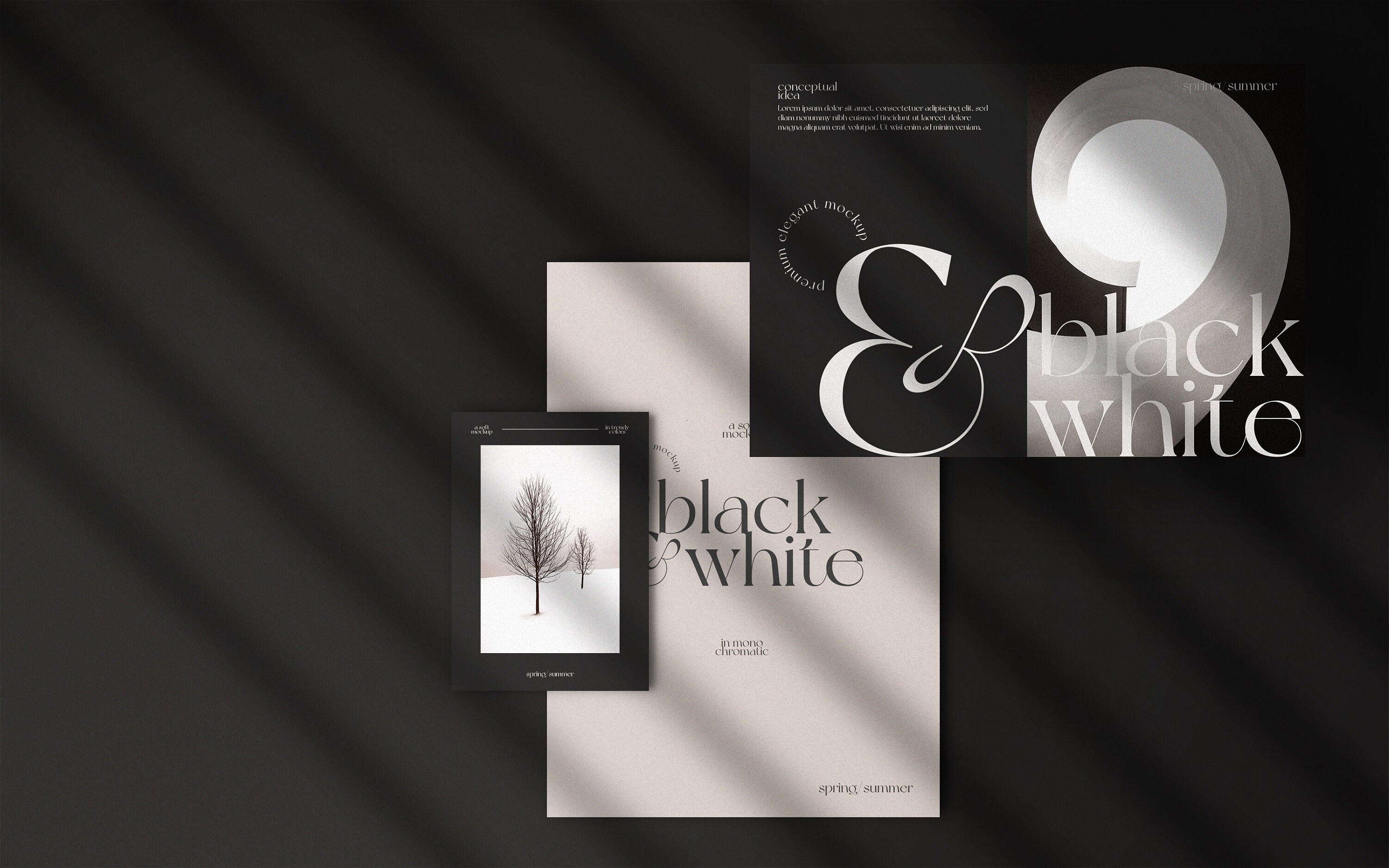 Black & White Stationery Mockup. Card Mockup, Magazine Mockup, PSD ...