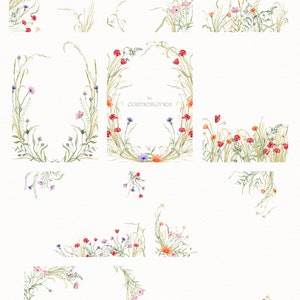 Midsommar Watercolor Wildflower Clipart Bundle - Etsy