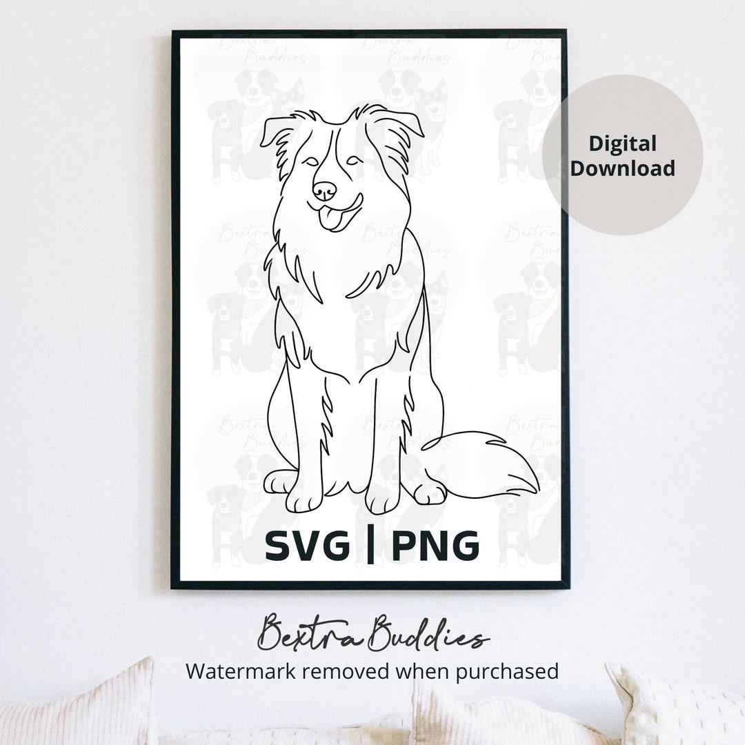 Border Collie Line Art SVG PNG Minimalist Line Drawing Dog Illustration ...