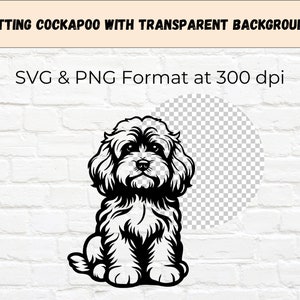 Cockapoo SVG Bundle: Peeking, Sitting, Laying Dog Clipart, Digital ...