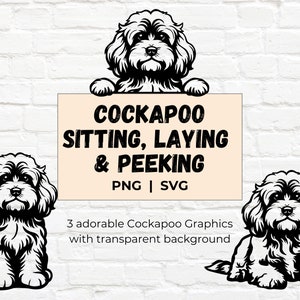 Peeking Cockapoo SVG, Sitting Cokapoo File, Laying Cockapoo, Dog Clip ...