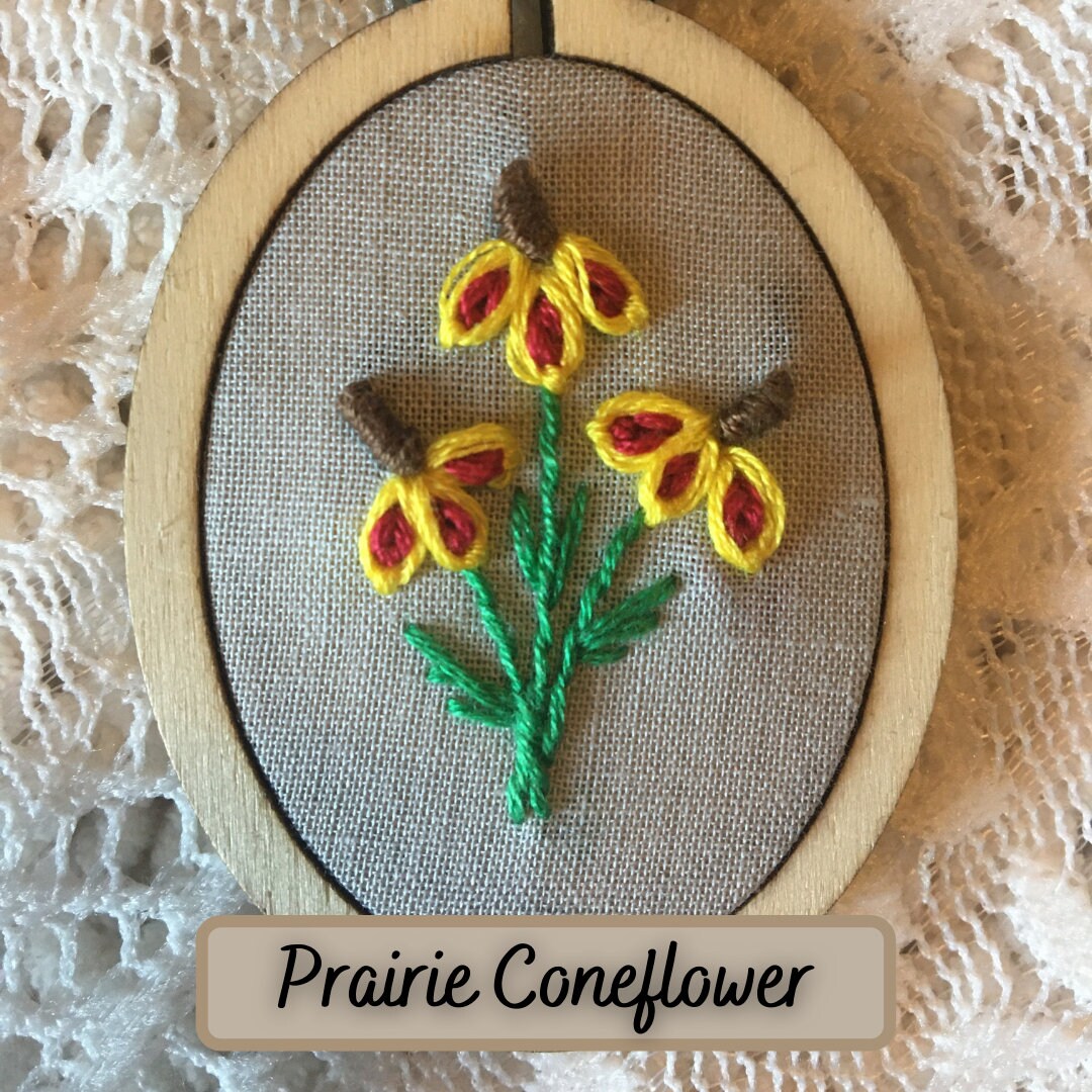Texas Wildflower Embroidered Wooden Frame - Grey Collection - Etsy