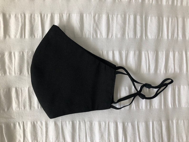 Black Cotton Face Mask Australian Handmade With Adjustable Ear Loops 3 ...